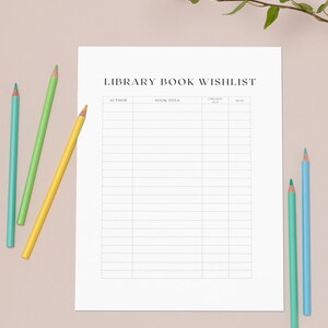 Reading List Printable | Library Wishlist Printable | Book Tracker ...