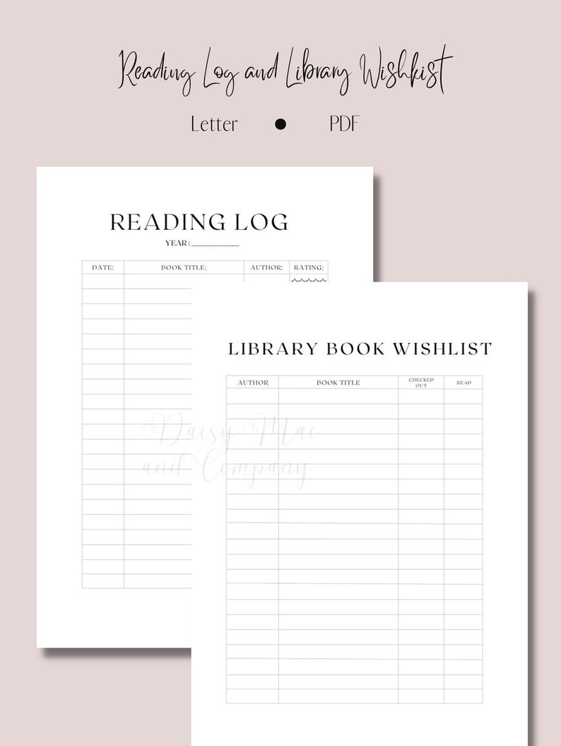 Reading List Printable | Library Wishlist Printable | Book Tracker ...
