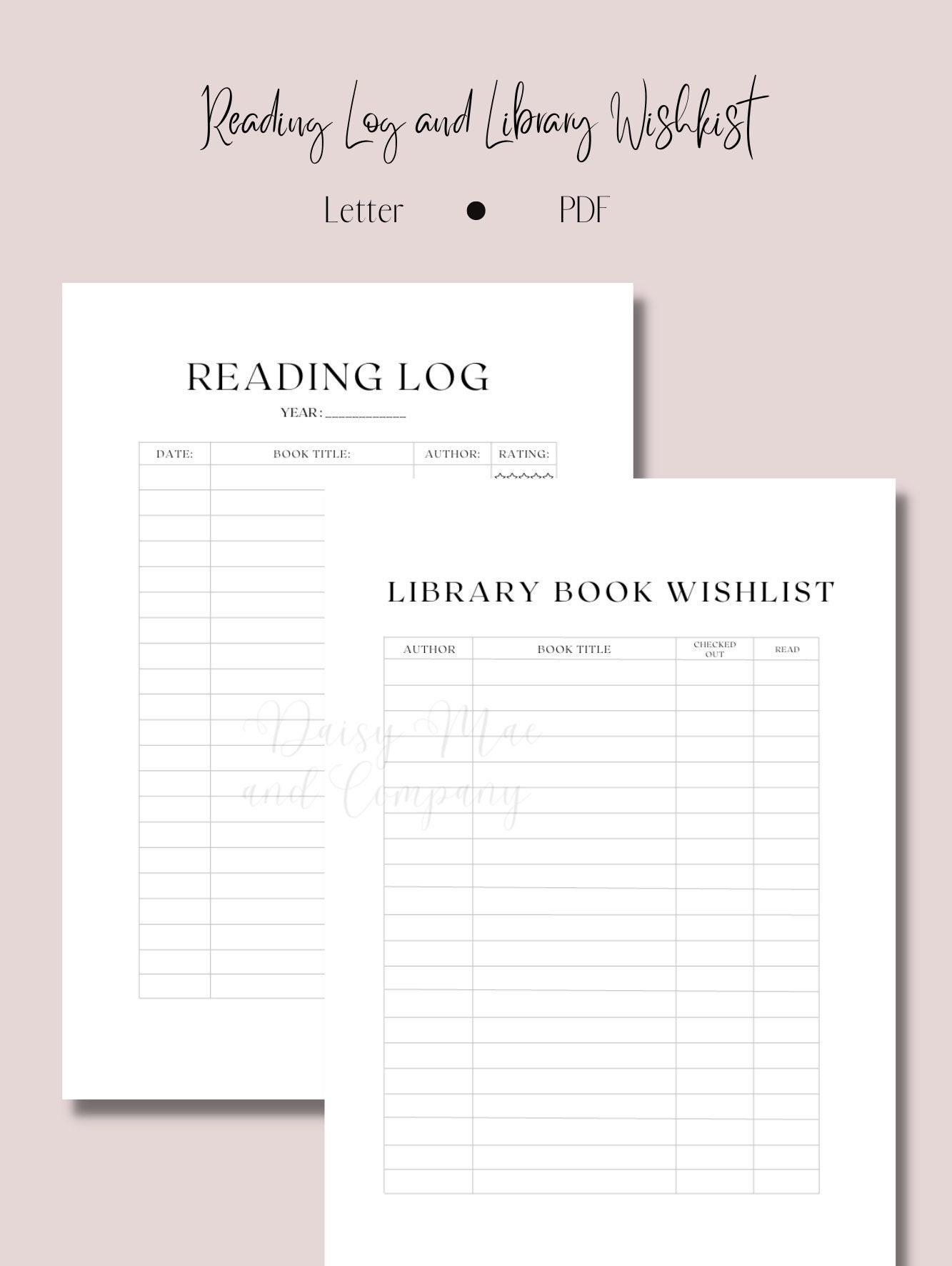 Reading List Printable | Library Wishlist Printable | Book Tracker ...