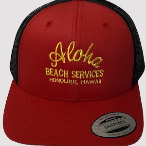 Aloha Beach Services Hat (red/black) - Etsy