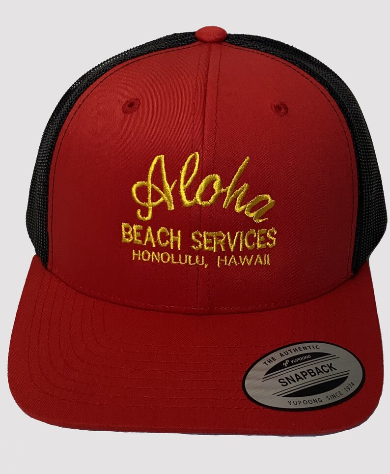 Aloha Beach Services Hat (red/black) - Etsy