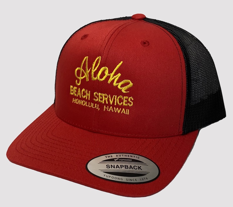 Aloha Beach Services Hat (red/black) - Etsy