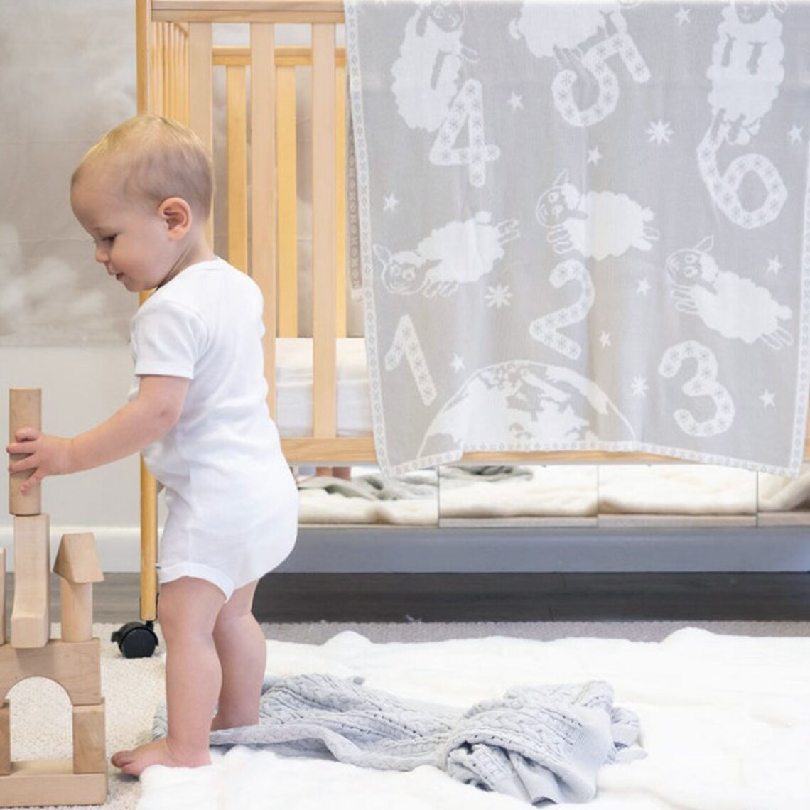 Counting Sheep Reversible Blanket & Wall-hanging in Color - Etsy