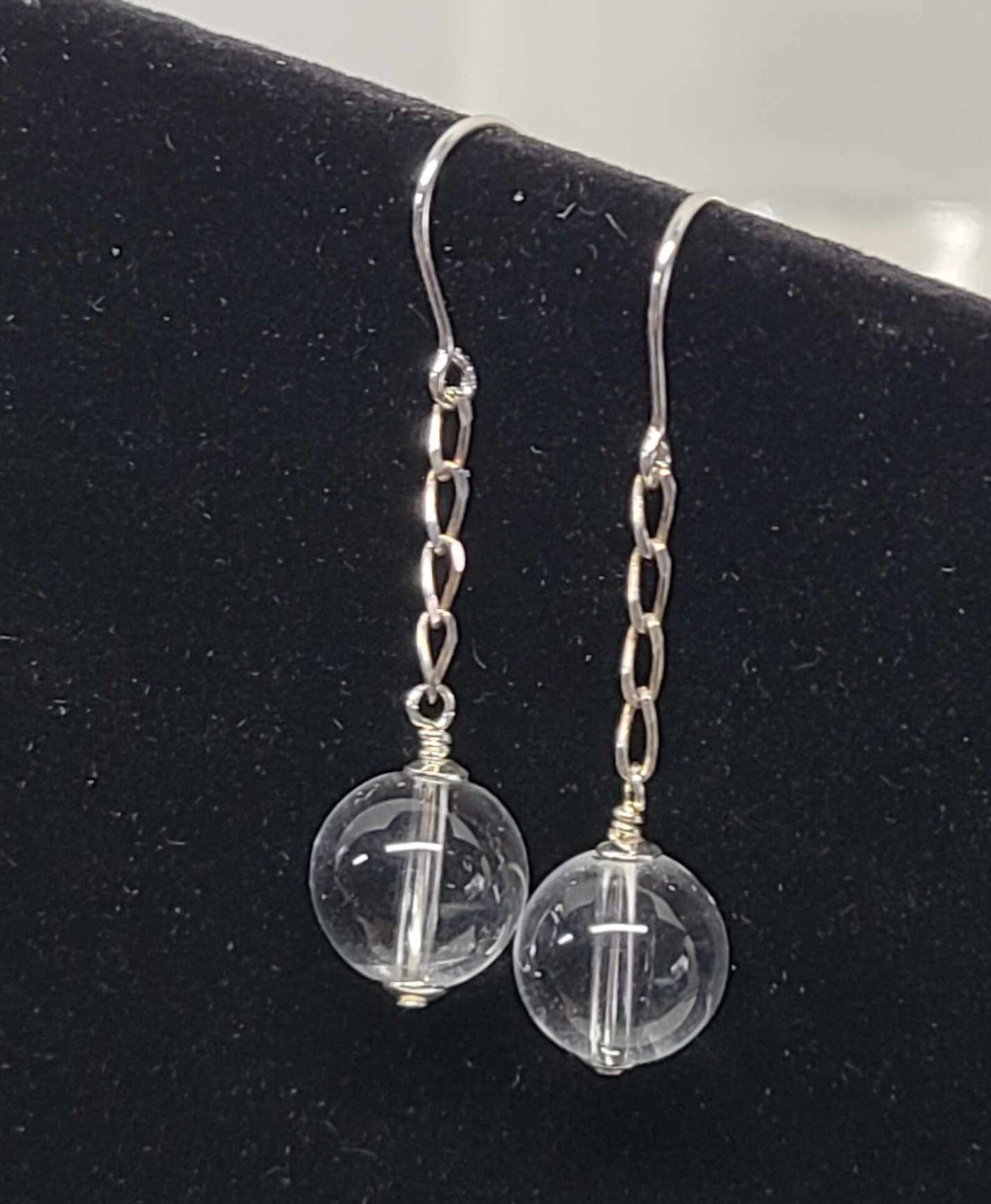 Rock Quartz Crystal Pools of Light Wrecking Ball Dangle Drop Earrings ...