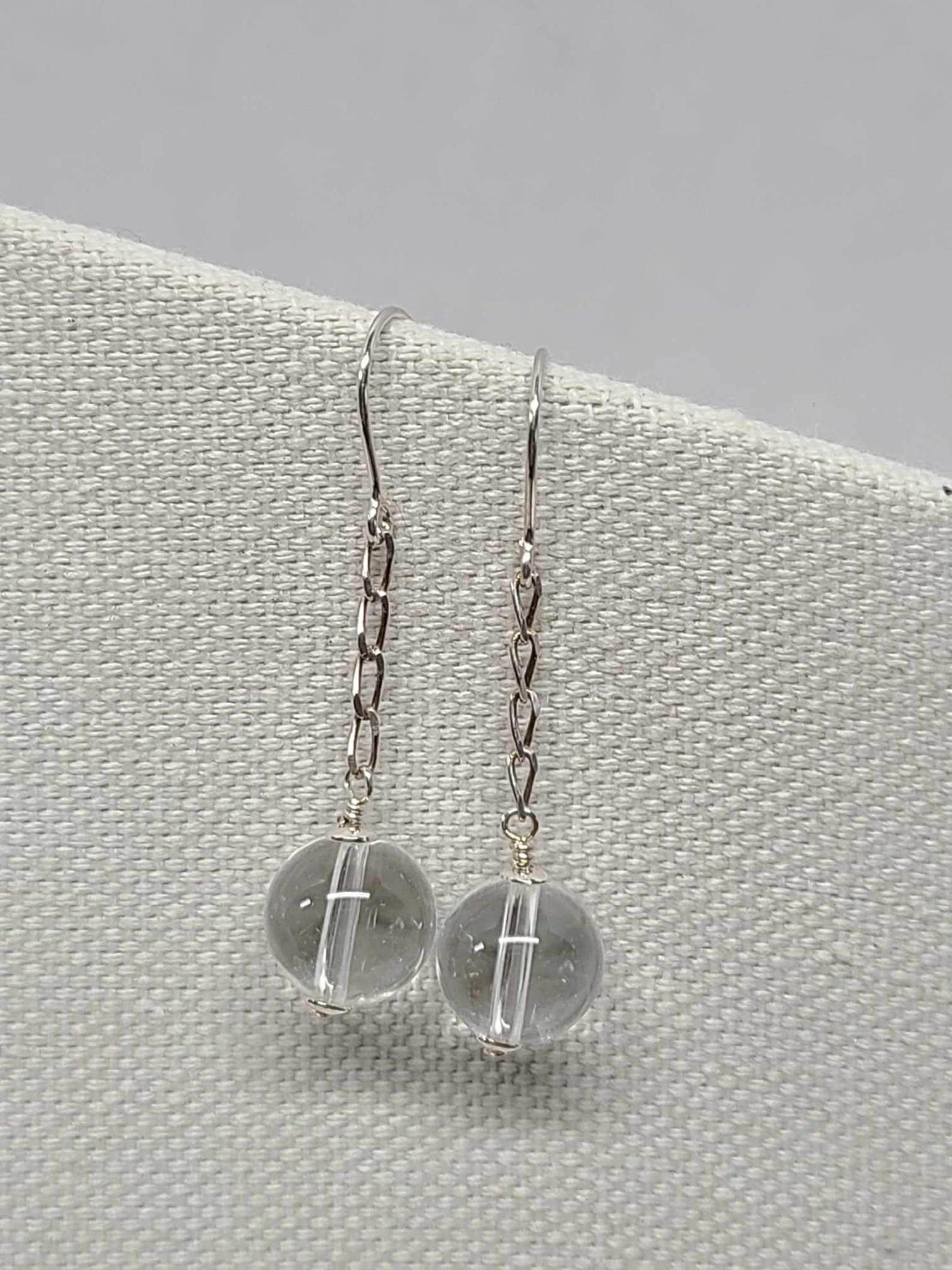 Rock Quartz Crystal Pools of Light Wrecking Ball Dangle Drop Earrings ...