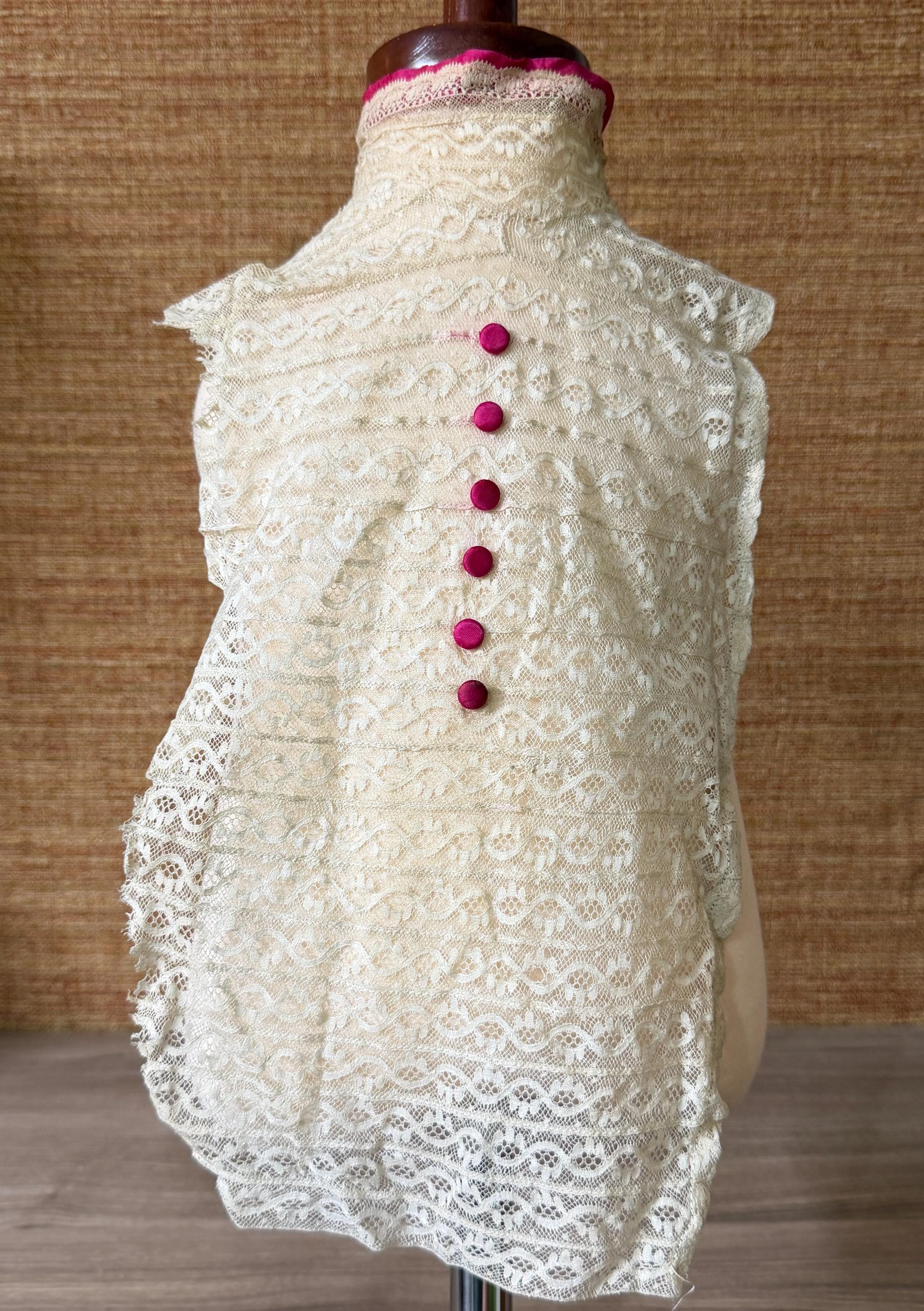 Edwardian Lace Guimpe Chemisette With Collar Stays Antique Lace Dickie ...