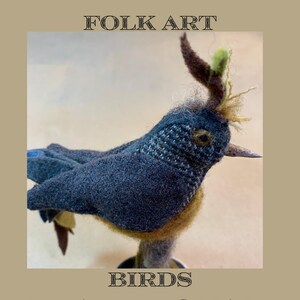 Wool & Needle-felted Folk Art Bird on a Velvet Pincushion - Sewing ...