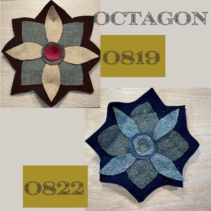 8" Octagon Penny Rug Kit - Wool Pattern Pieces, Practice Pieces, Wool ...