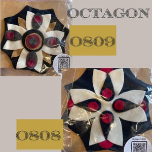 8" Octagon Penny Rug Kit - Wool Pattern Pieces, Practice Pieces, Wool ...