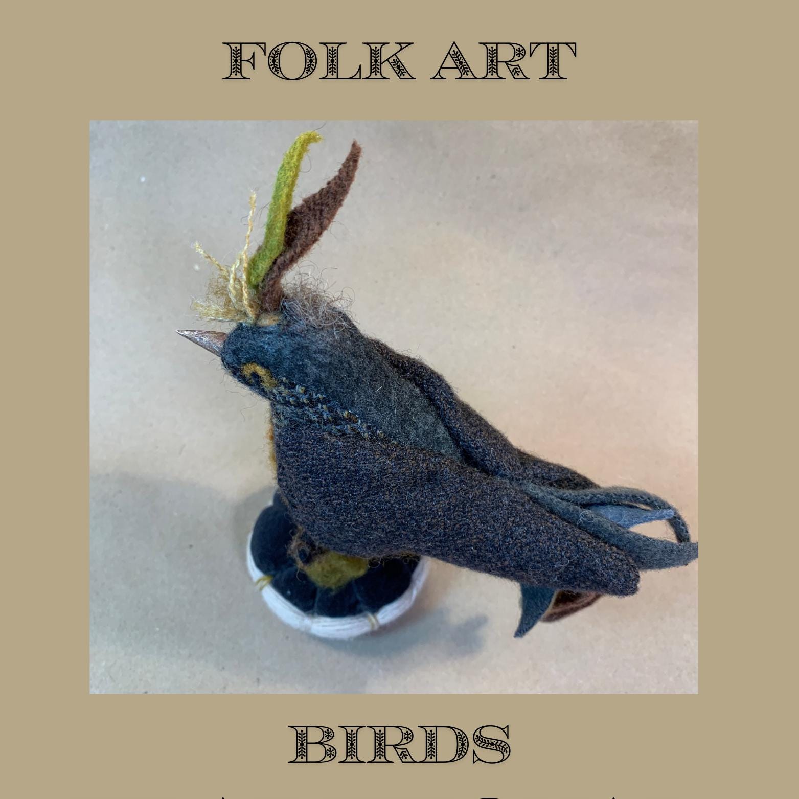 Wool & Needle-felted Folk Art Bird on a Velvet Pincushion - Sewing ...