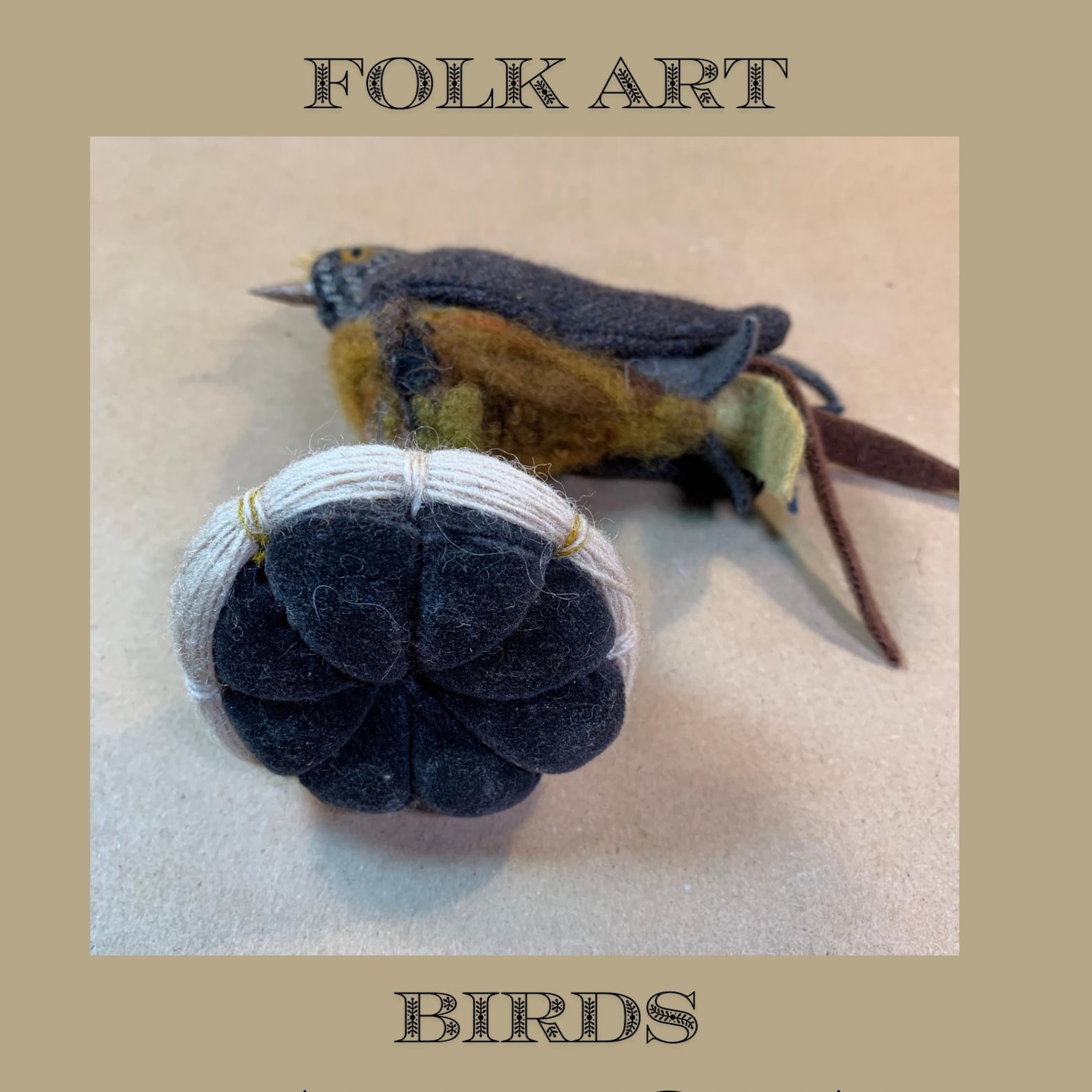 Wool & Needle-felted Folk Art Bird on a Velvet Pincushion - Sewing ...