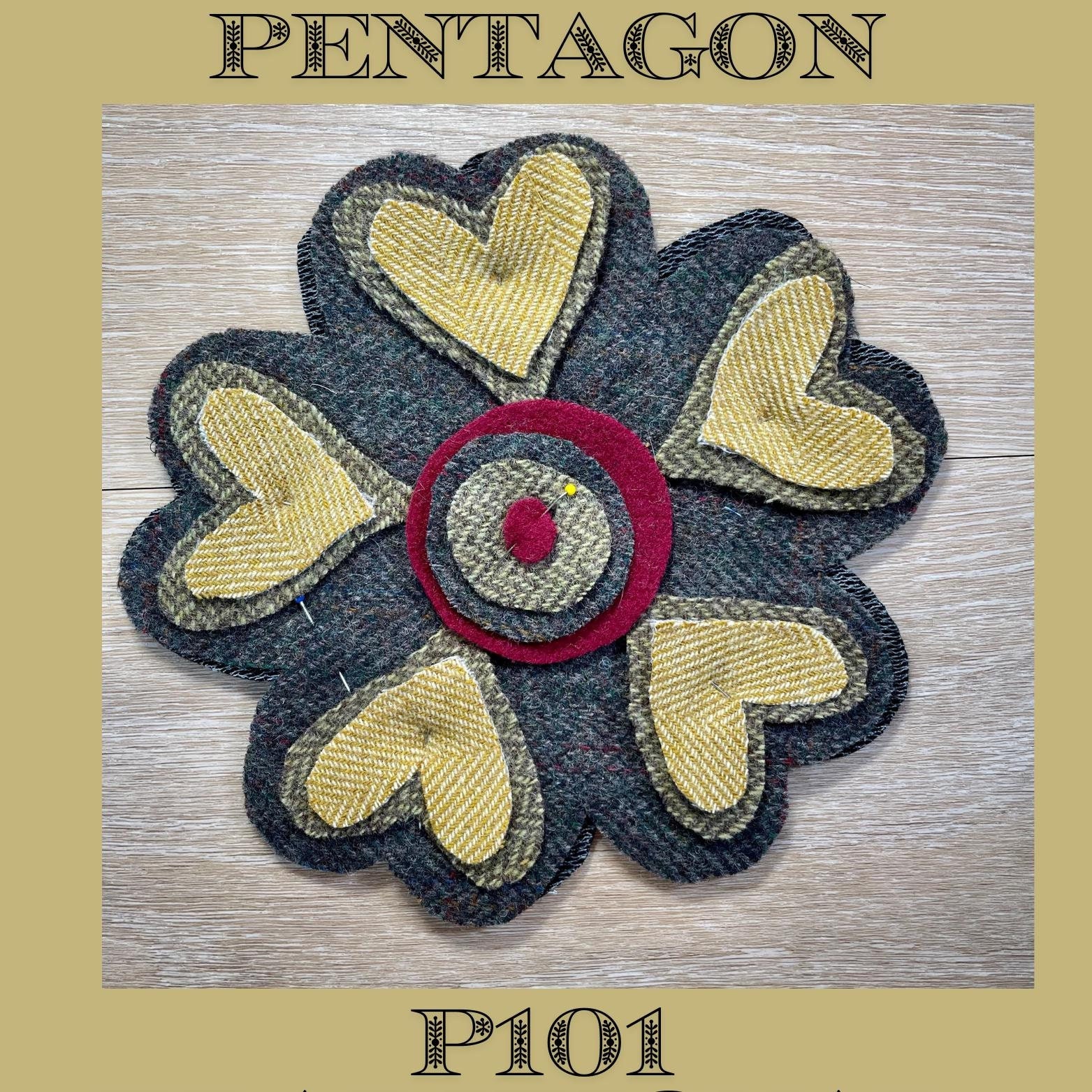 7.5" Pentagon Penny Rug Kit - Made to Order Wool Pattern Pieces ...