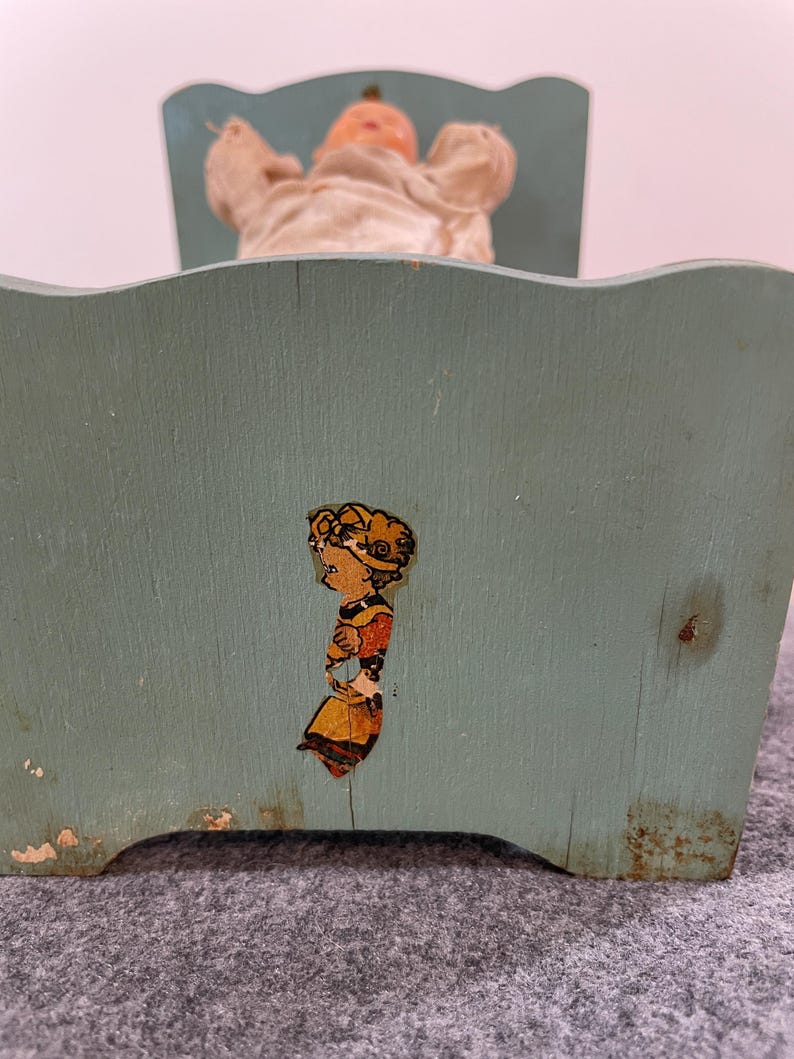 1940s–50s Mechanical Baby Cradle Toy, Restoration Project, Wooden ...