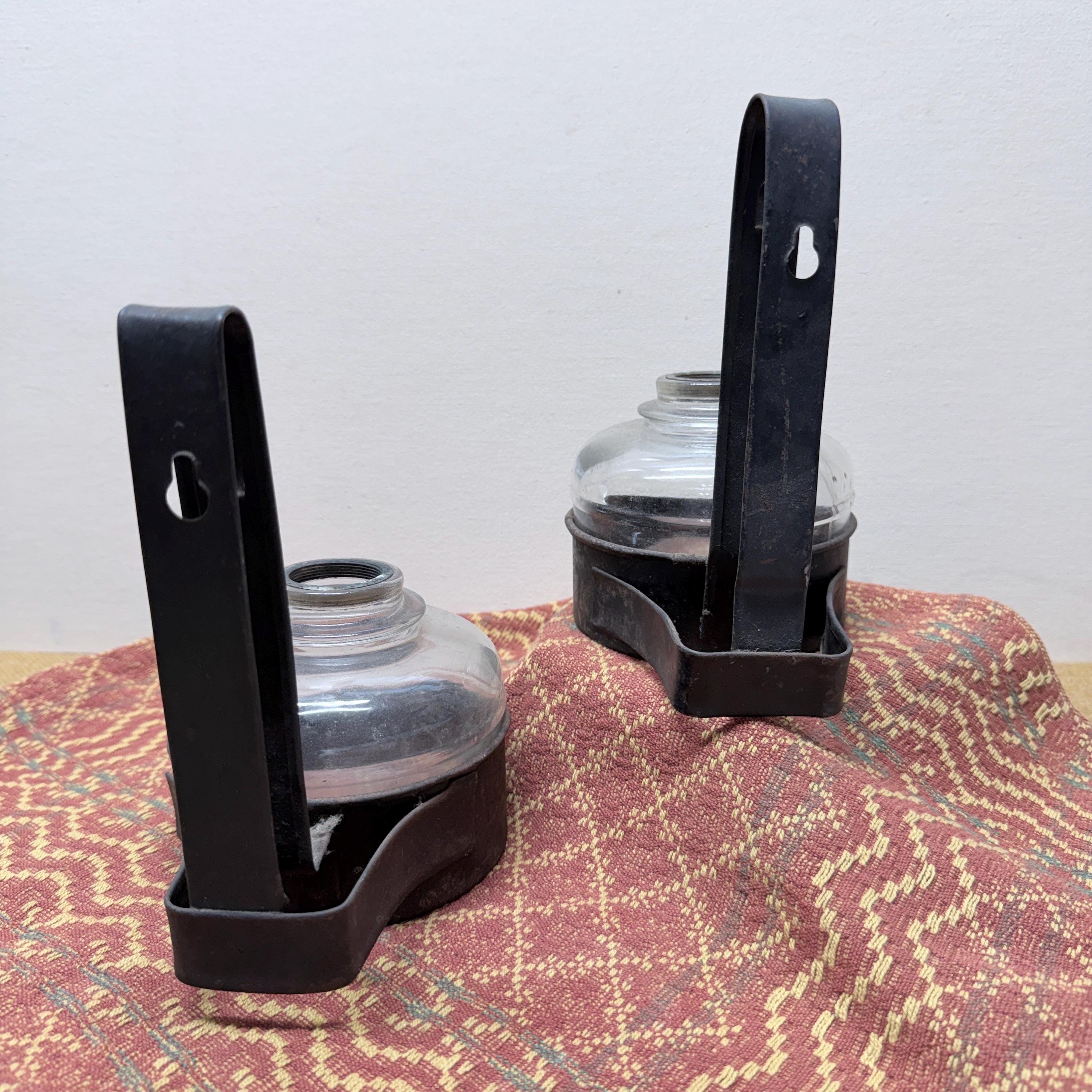 Pair of Early 20th Century Wall-mount Kerosene Lamp Fonts – Thick Glass ...