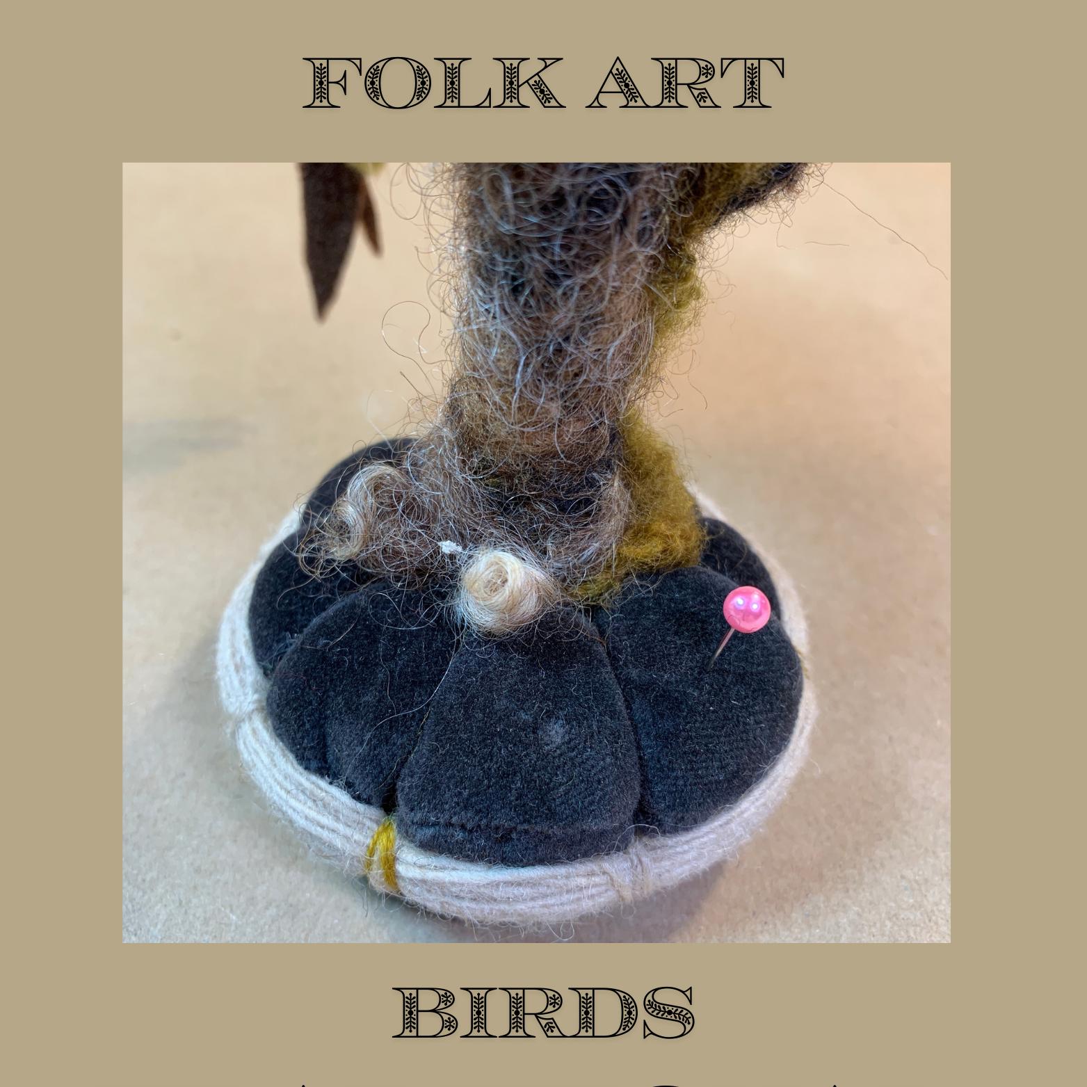 Wool & Needle-felted Folk Art Bird on a Velvet Pincushion - Sewing ...
