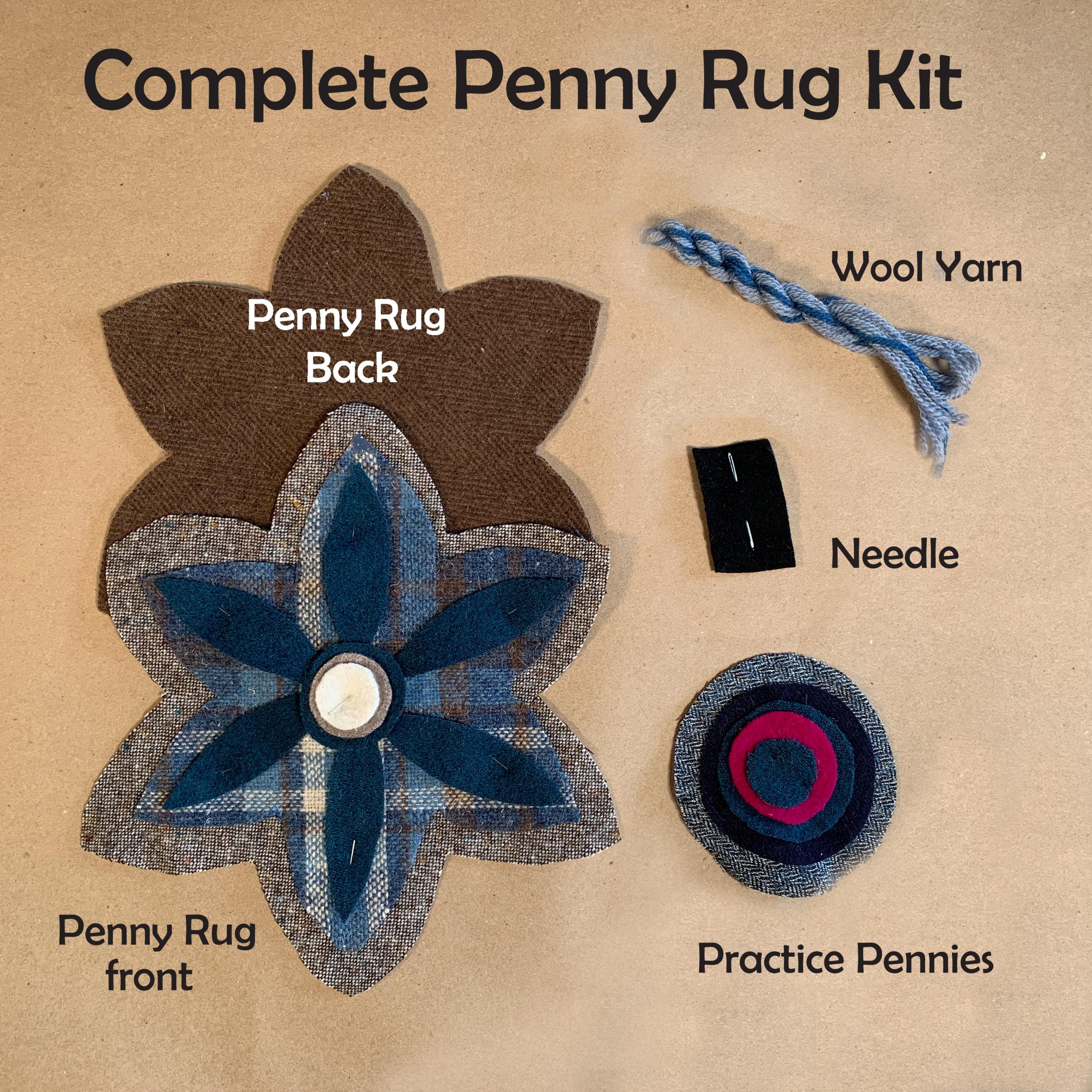 8" Octagon Penny Rug Kit - Wool Pattern Pieces, Practice Pieces, Wool ...