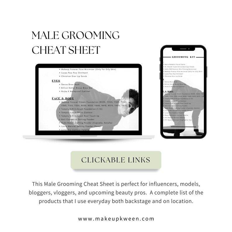 Male Grooming Guide Cheat Sheet PDF Checklist Planner - Etsy UK