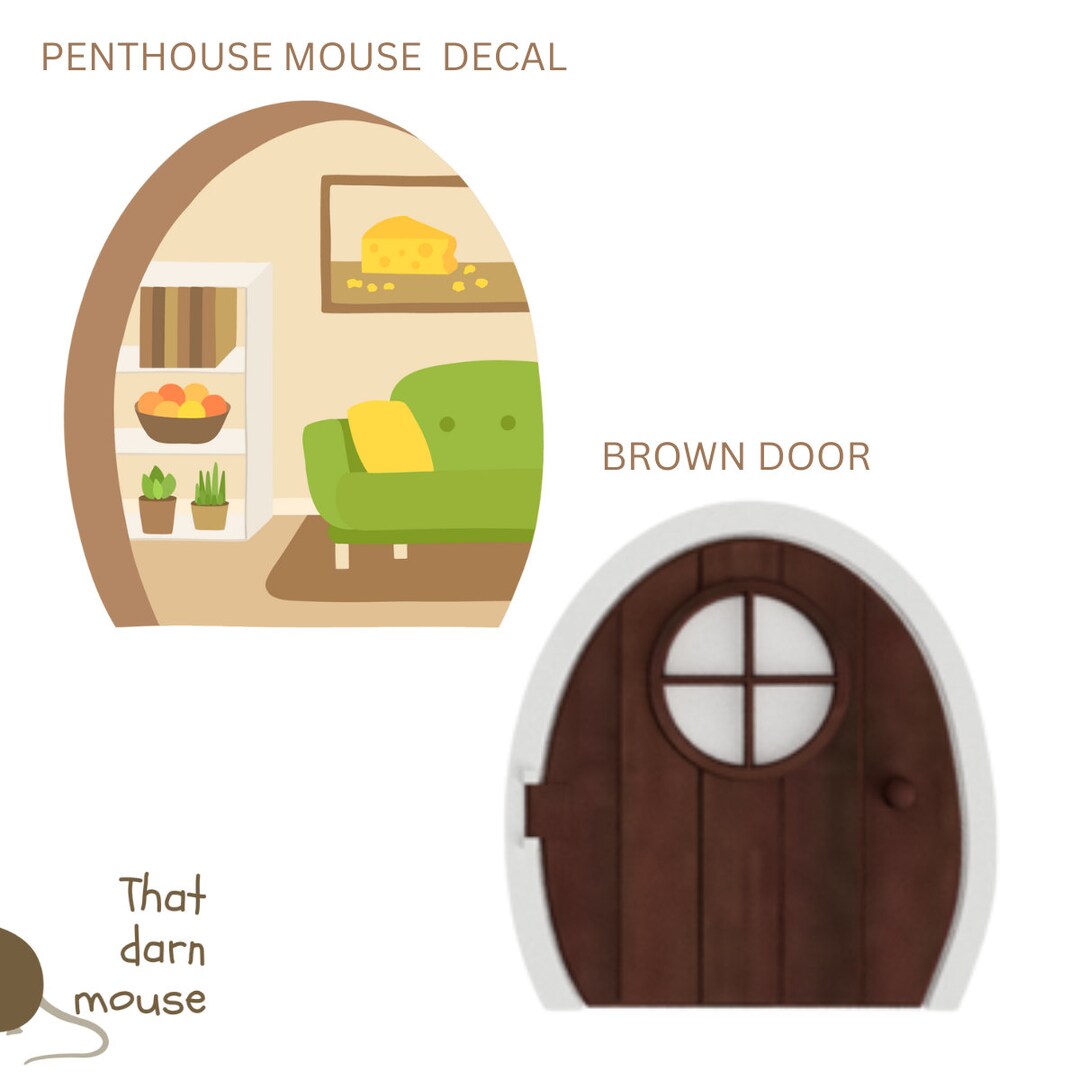Penthouse / City Mouse Hole Door and Decal Wall Decal - Etsy