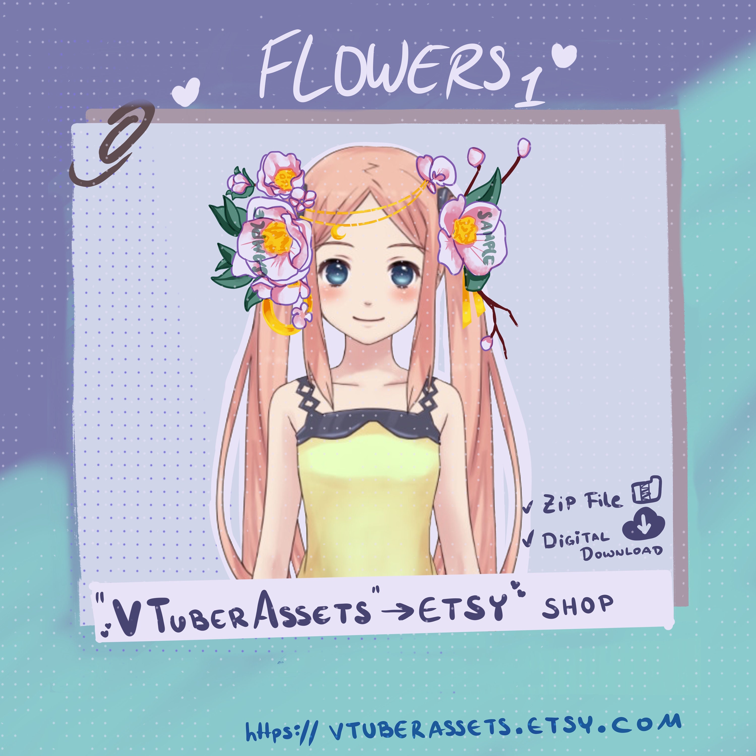 Flower Crown Moon for Vtuber Stream Twitch Youtube | Pngtuber | Vtuber ...