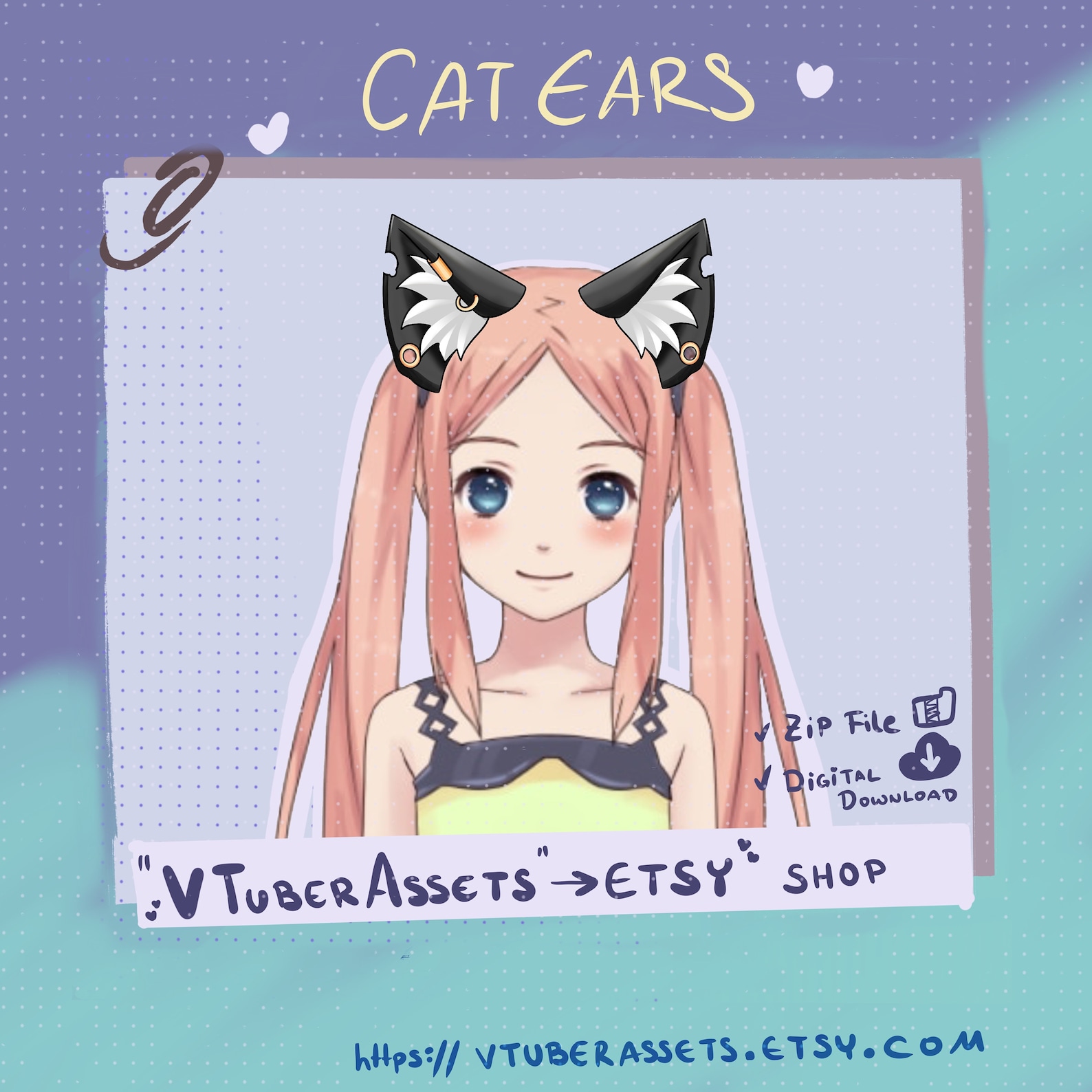 Cat Ear Ears Piercing for Vtuber Stream Twitch Youtube | Pngtuber ...
