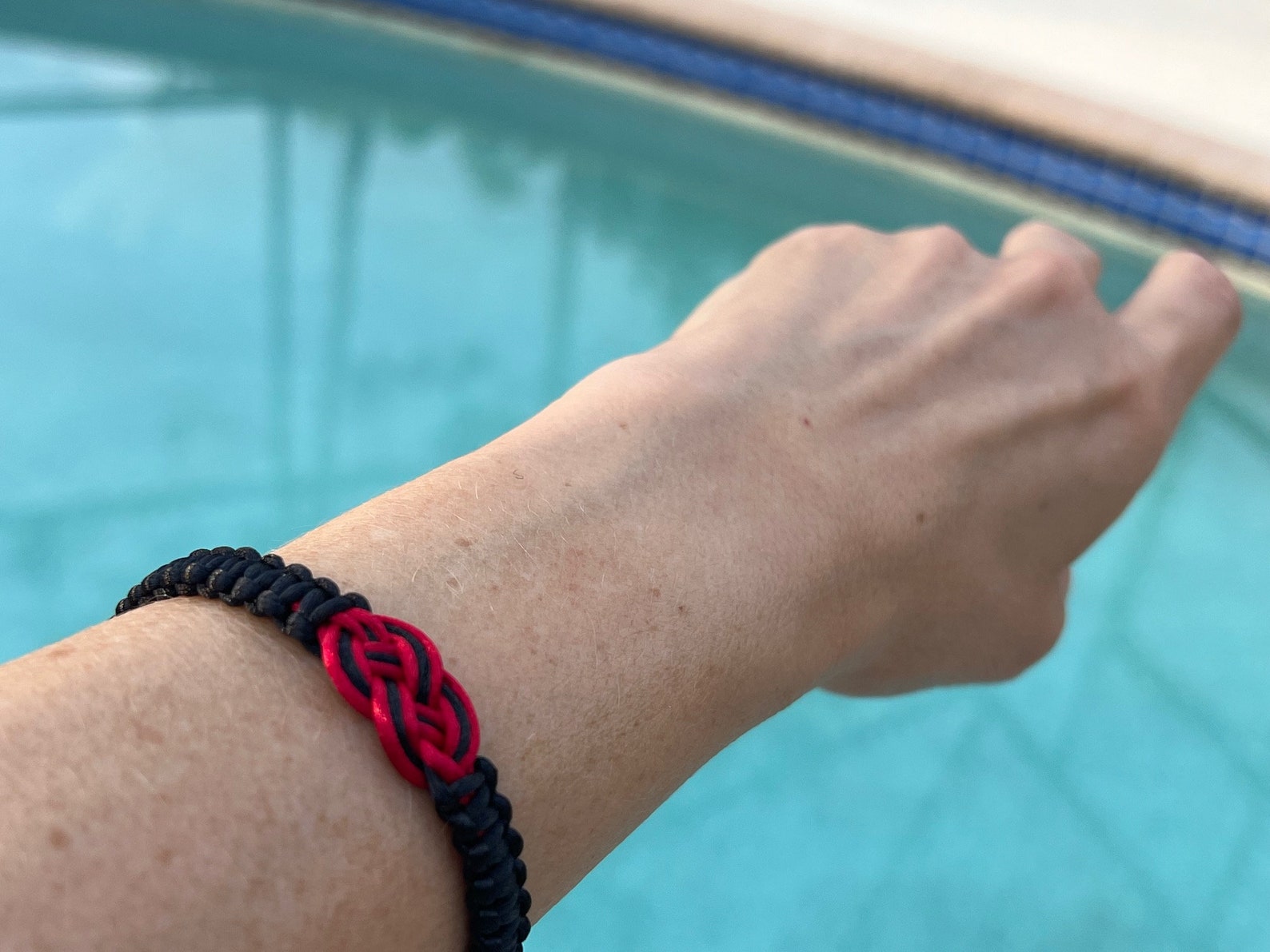 Black & Dark Red Carrick Bend Men Bracelet, Handmade Nautical Men ...