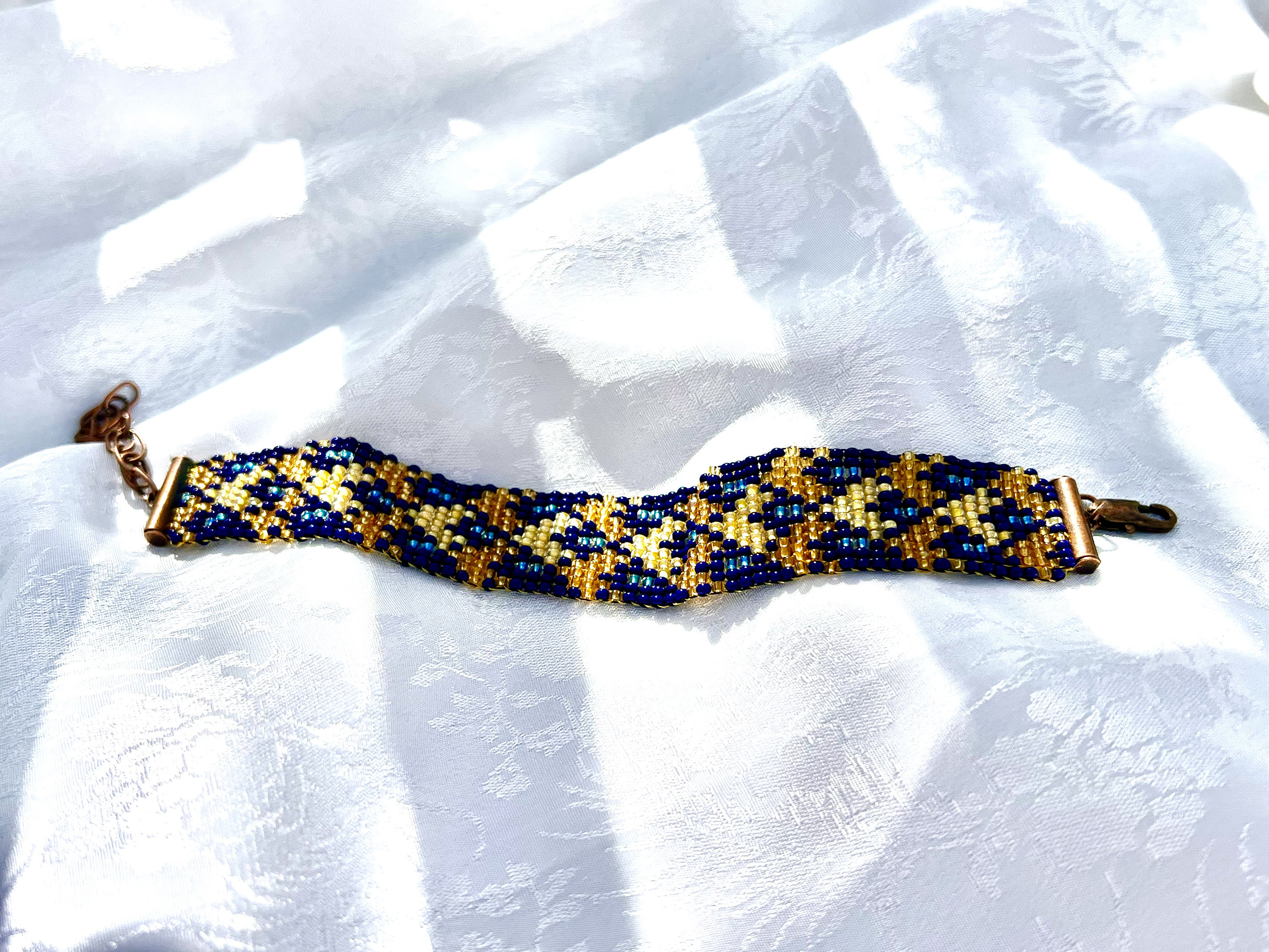 Traditional Ukrainian Ethnic Blue and Yellow Beaded Bracelet, Ukrainian ...