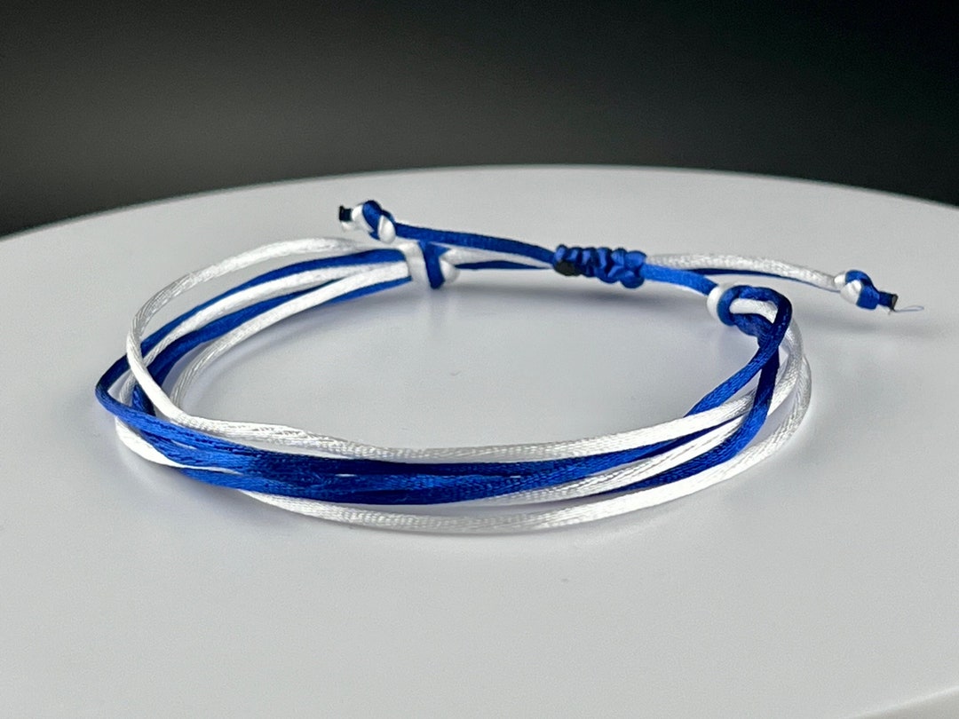 Thin Cord Blue and White Bracelet, Israel Solidarity Bracelet, Israel ...