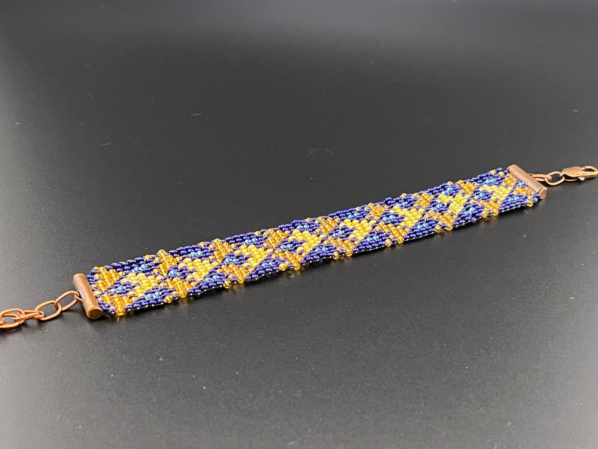 Traditional Ukrainian Ethnic Blue and Yellow Beaded Bracelet, Ukrainian ...