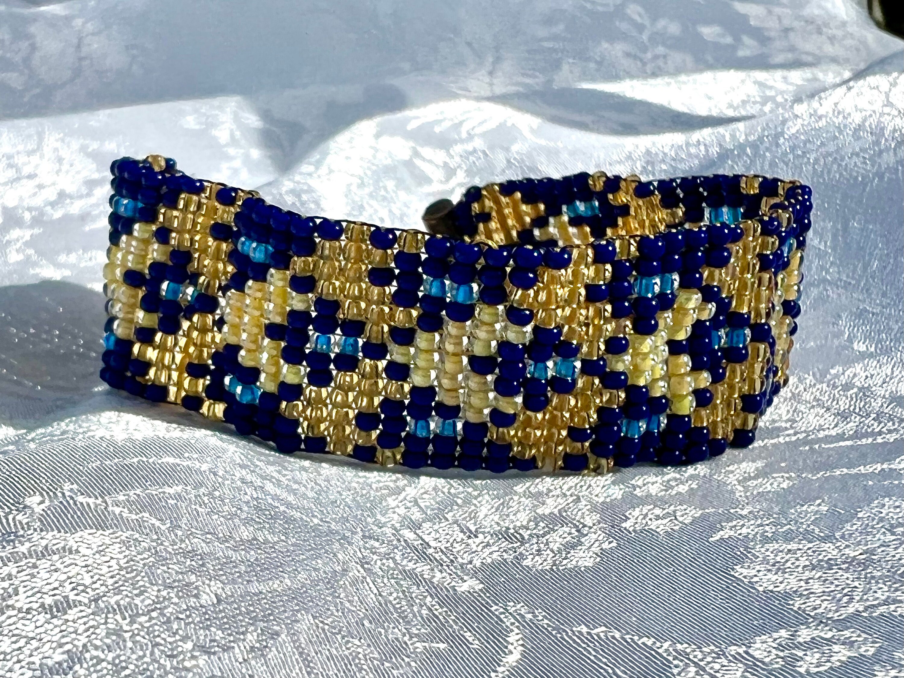 Traditional Ukrainian Ethnic Blue and Yellow Beaded Bracelet, Ukrainian ...