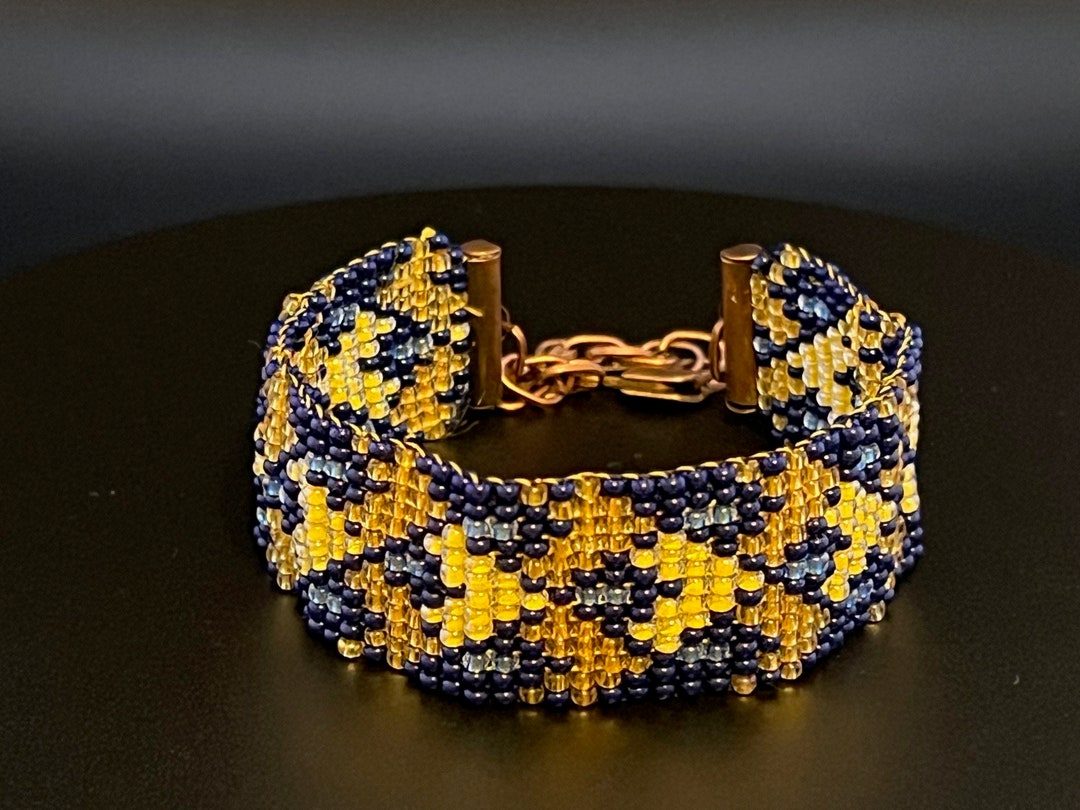 Traditional Ukrainian Ethnic Blue and Yellow Beaded Bracelet, Ukrainian ...