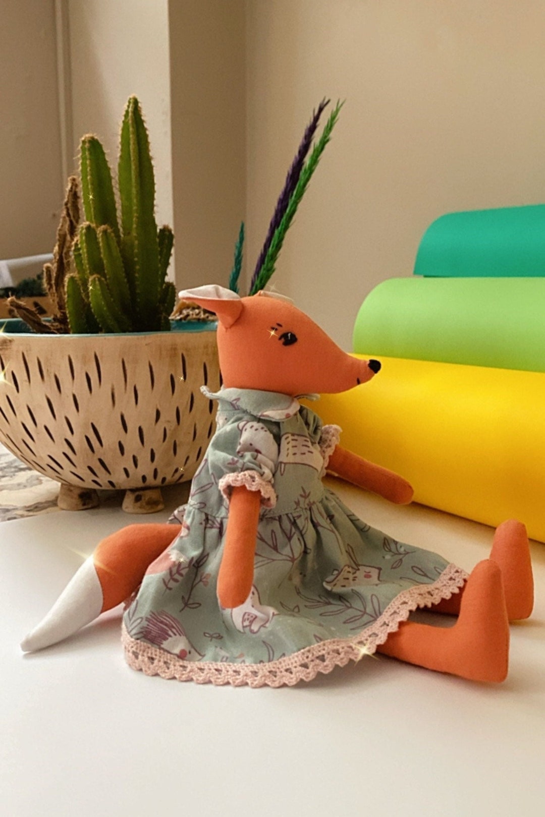 Linen Fox Rag Doll: Hand Embroidered Heirloom Toy - Etsy