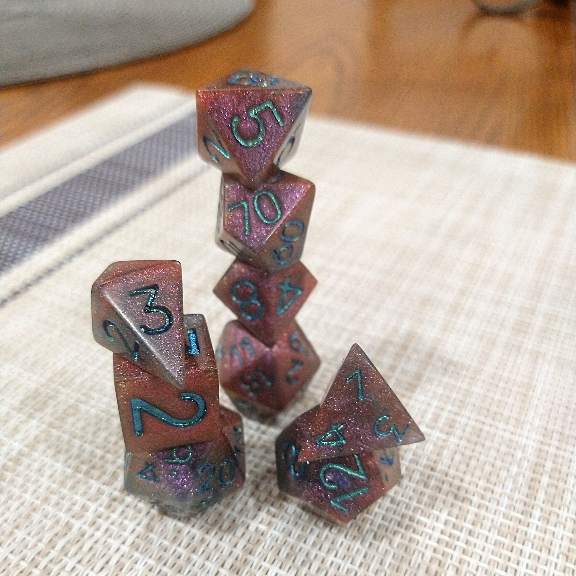 Red Cosmos, Galaxy Dice, 9 Piece Resin Round Edge Dice for DND - Etsy