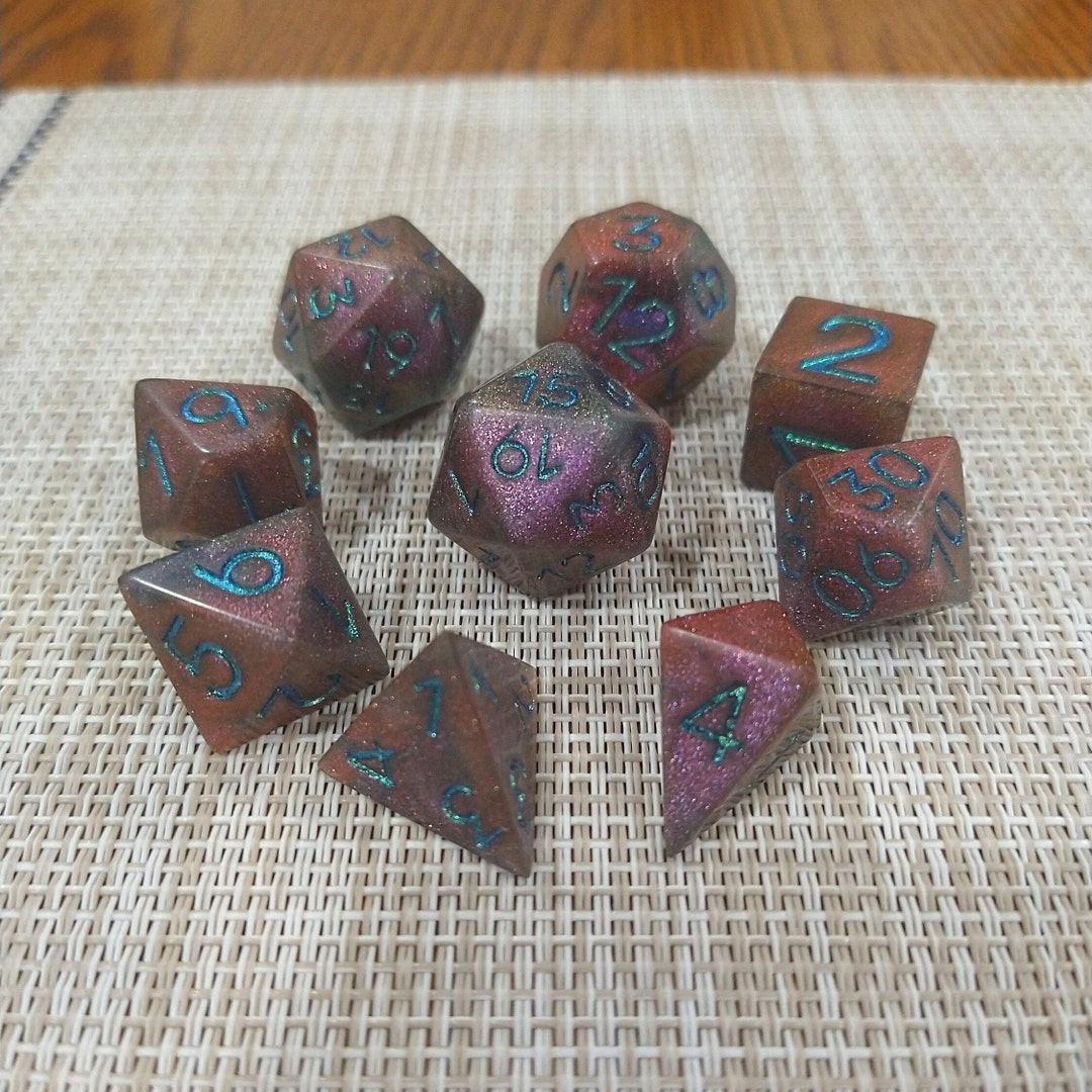 Red Cosmos, Galaxy Dice, 9 Piece Resin Round Edge Dice for DND - Etsy