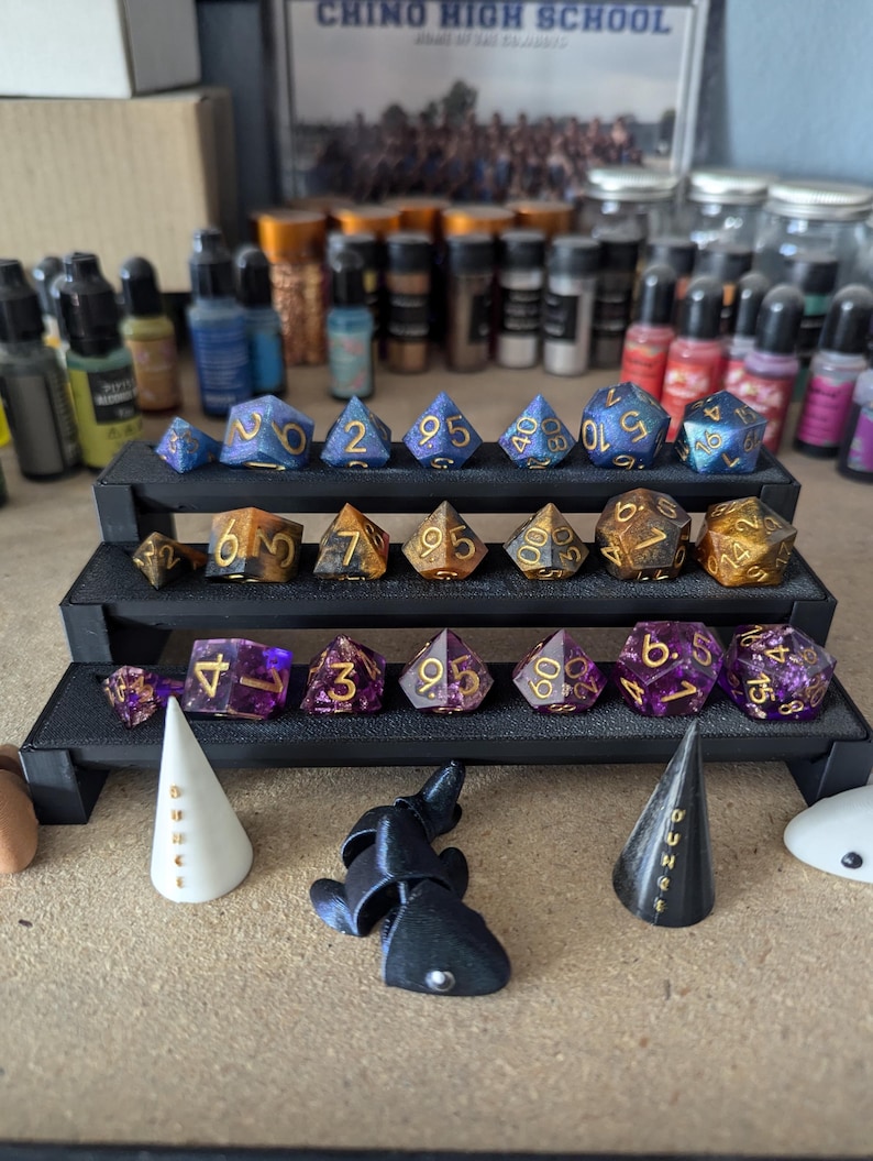 3-tier Black Dice Display Stand: RPG Dice Holder - Etsy