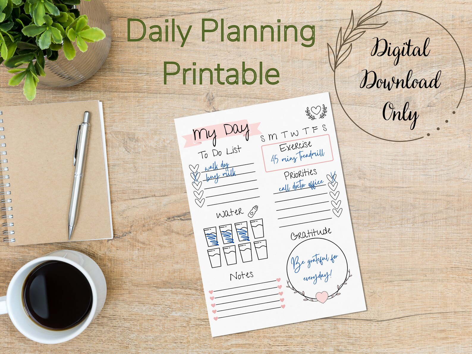 My Day Daily Planning Printable, Daily Task Sheet, Daily Organizing ...