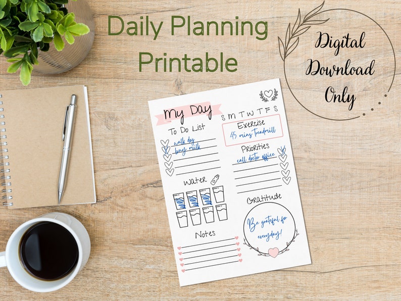 My Day Daily Planning Printable, Daily Task Sheet, Daily Organizing ...