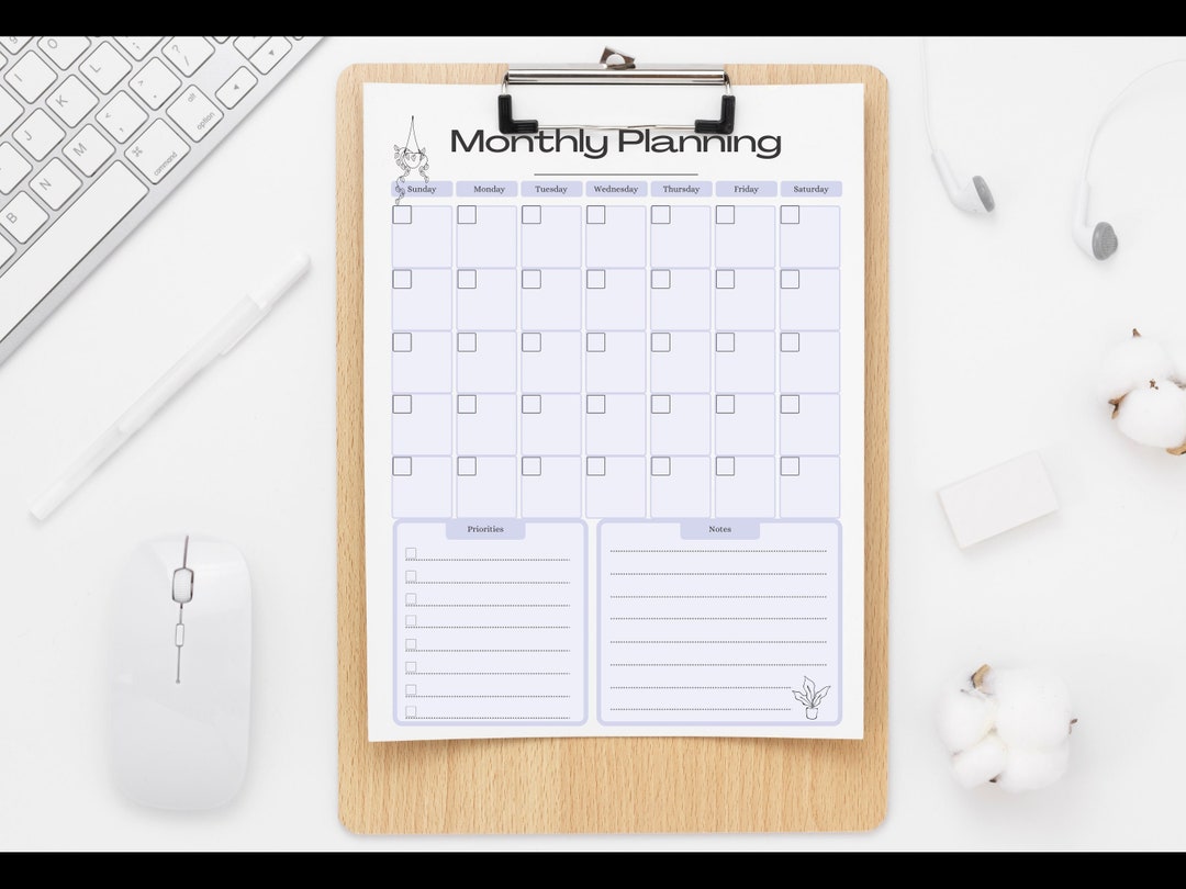 Monthly Planning Printable, Monthly Calendar Printable, Blank Calendar ...