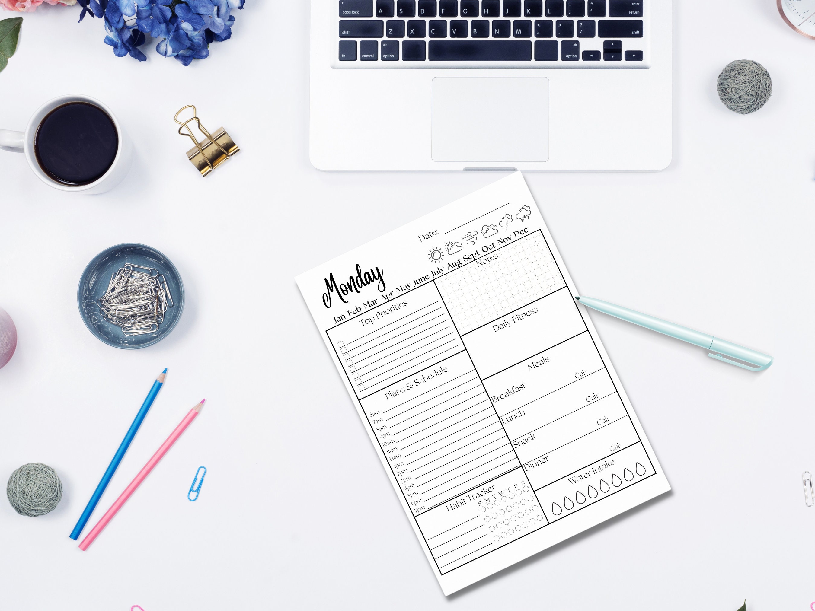 7 Day Daily Planning Printable, Daily Planner Printable, Weekly ...