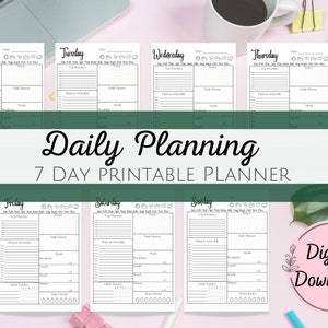 7 Day Daily Planning Printable, Daily Planner Printable, Weekly ...