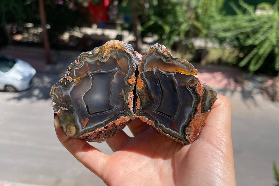 Turkish Cut Banded Thunderegg Agate Core From Cubuk Town, Susuz Village ...