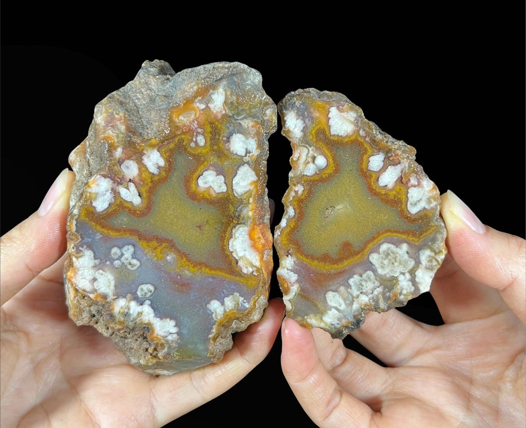 Snow Flag Banded Agate Slab: Rare Turkish Crystal, Susuz Village - Etsy