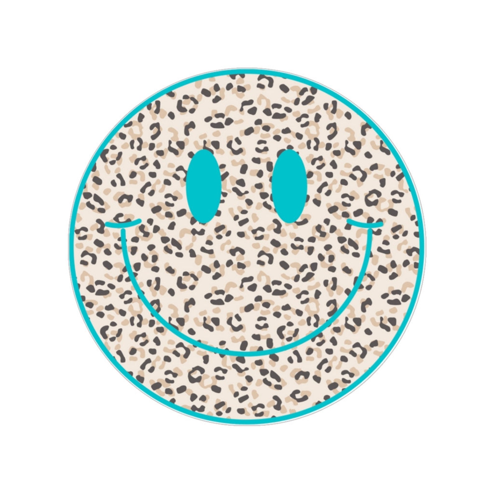 Leopard and Teal Smiley Face Sticker 1pc Smiley Face Sticker - Etsy