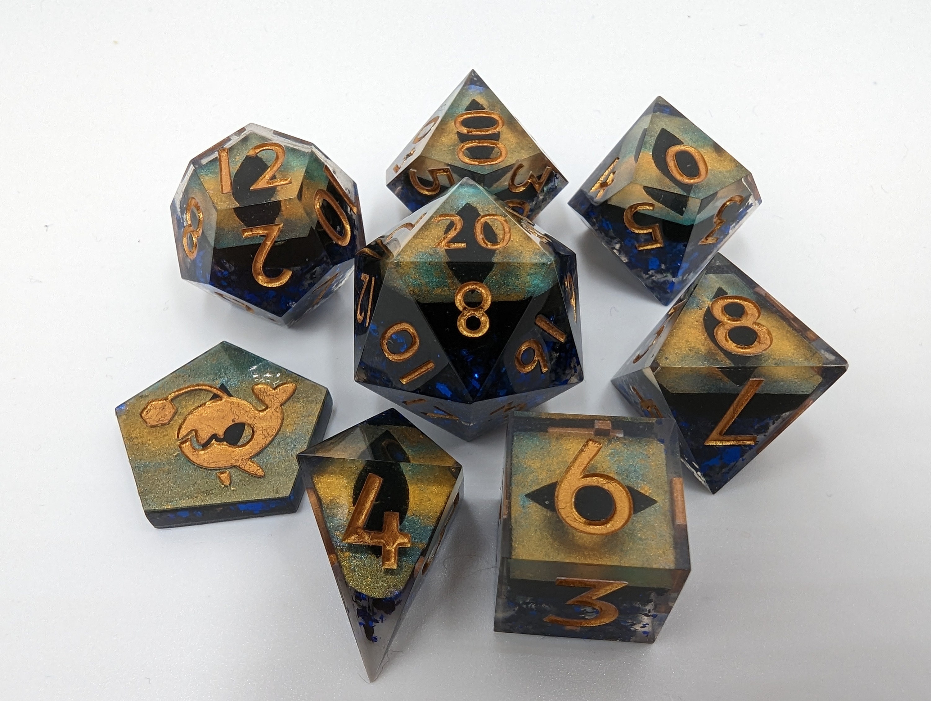 Blue Dragon Dice Set Resin Handmade - Etsy