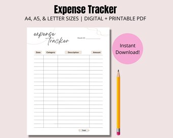 Spending Tracker Printable Monthly Expense Log Business Expense Planner ...