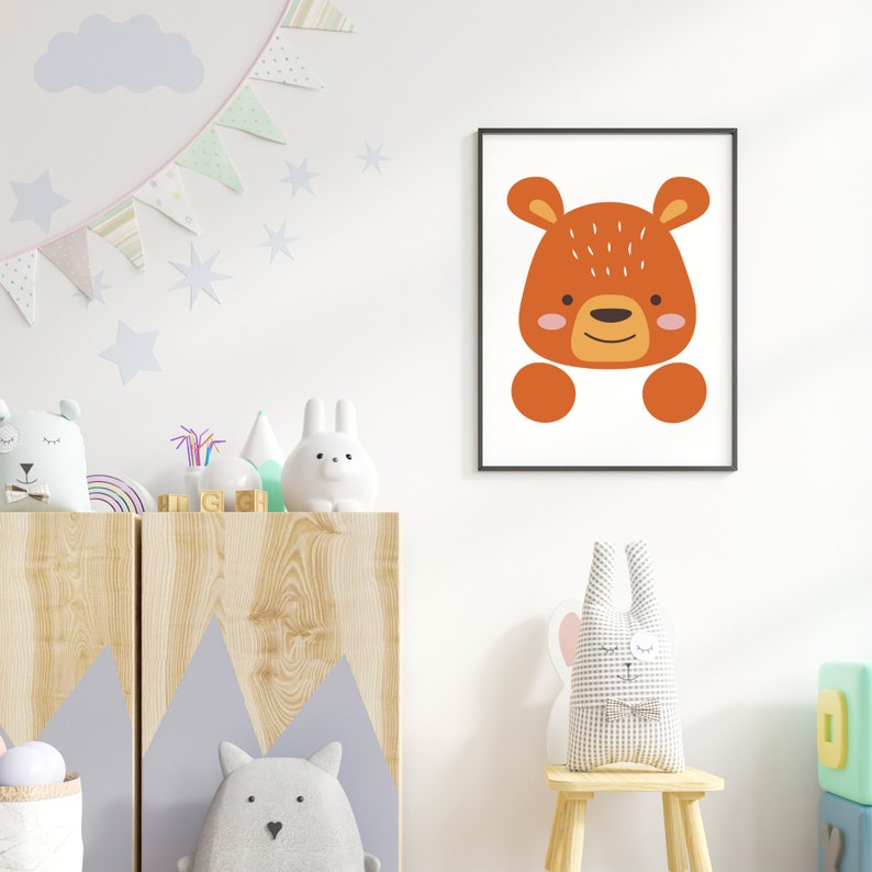Bear Portrait Wall Art Nursery Print Animal Printable PDF Instant ...