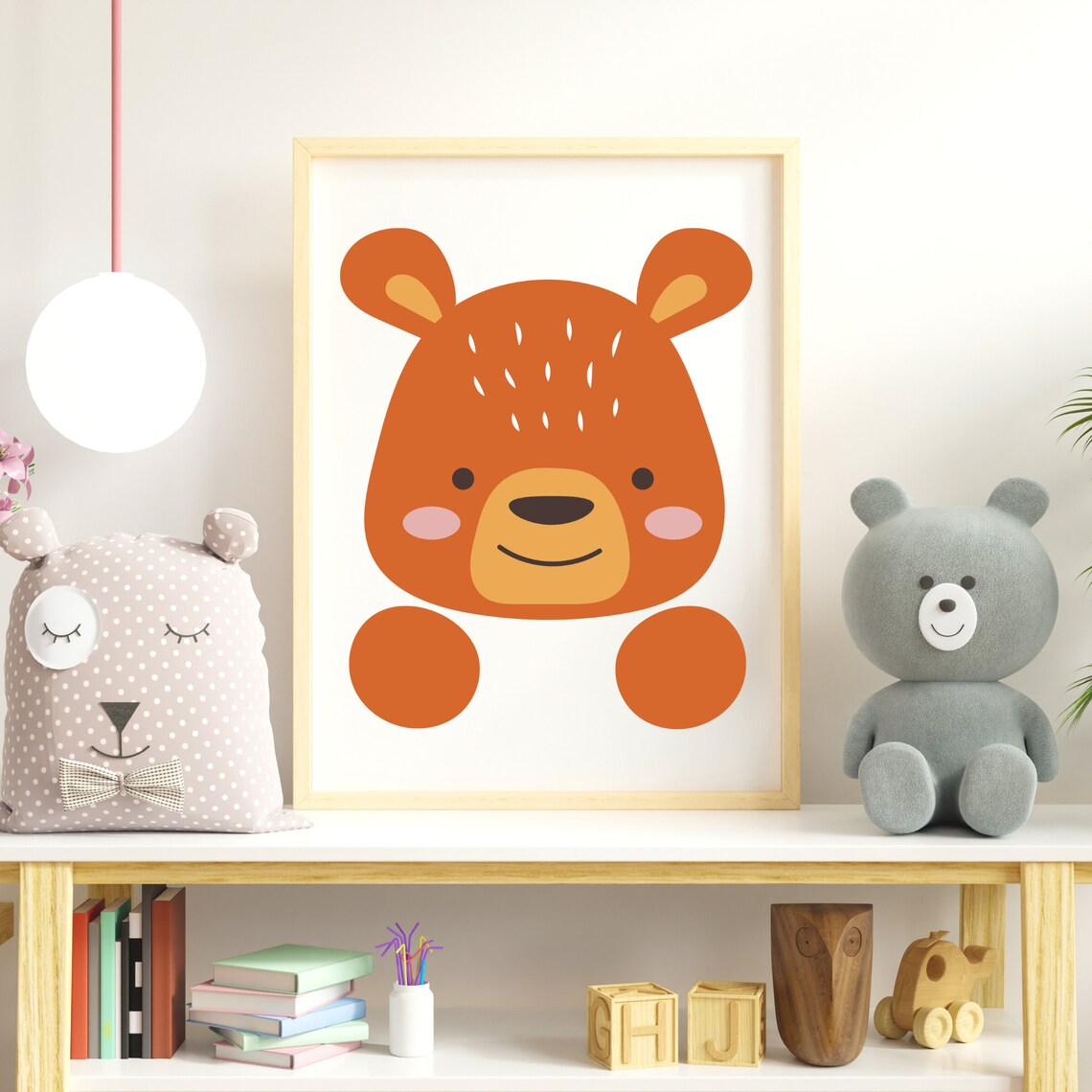 Bear Portrait Wall Art Nursery Print Animal Printable PDF Instant ...