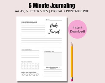 5-minute Daily Journal (digital Download) - Etsy