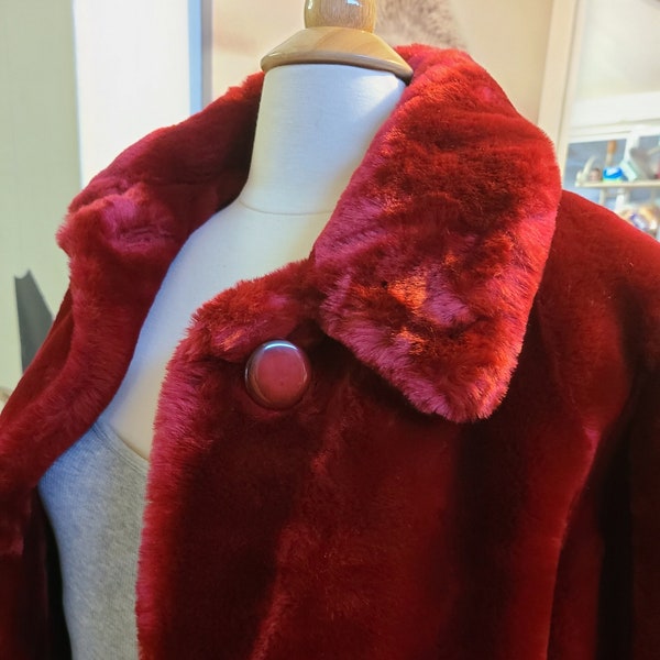 Red Faux Fur Coat - Etsy