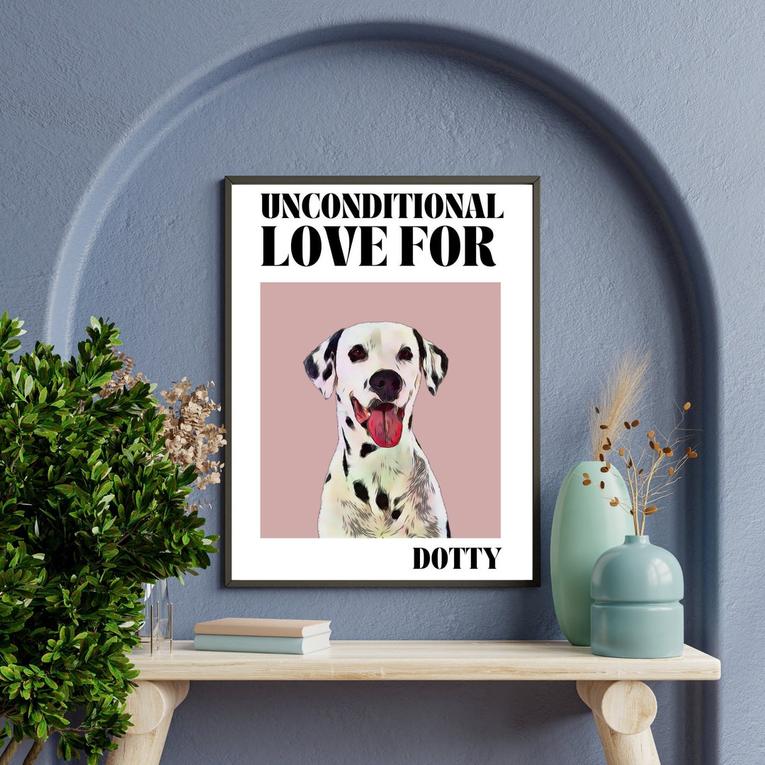 Custom Pet Portrait From Photo Printable Wall Art Personalized Dog Wall ...
