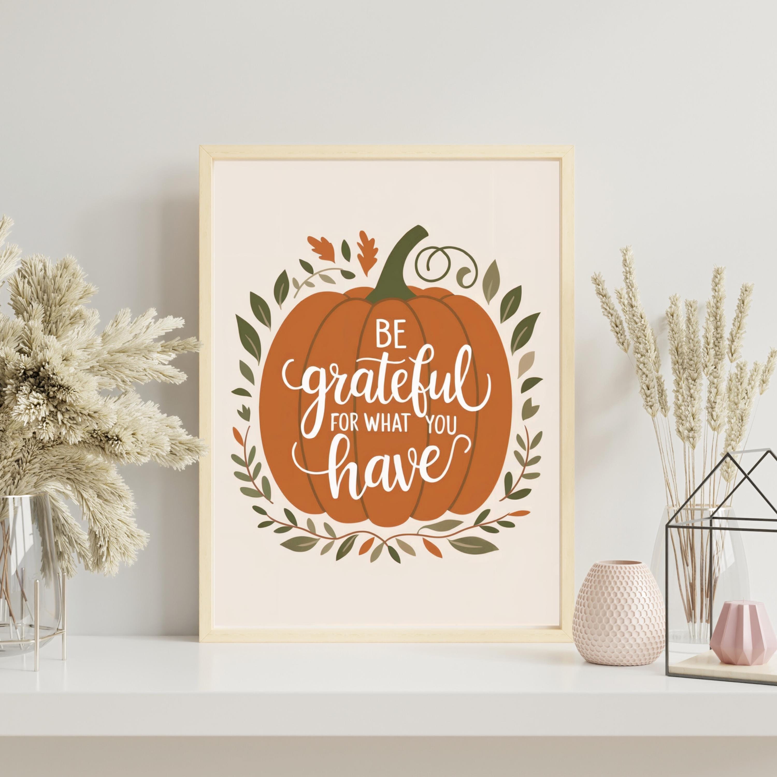 Gratefulness Wall Art, Fall Decor, Grateful Wall Art, Thanksgiving ...